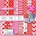 Red and Pink, St Valentine's Day, Patterns, Digital Paper, Chevron ...