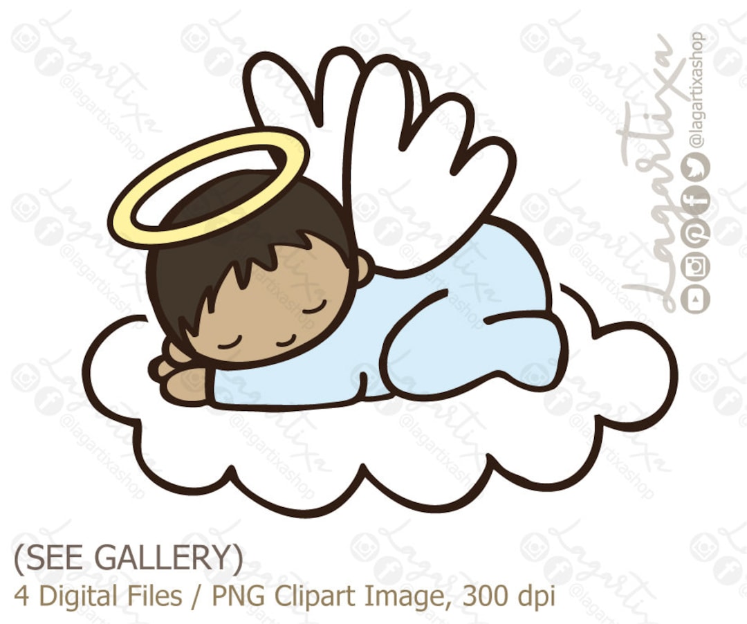 Blue Angel Baby Boy Baptism Praying PNG Clip Art Instant Download ...