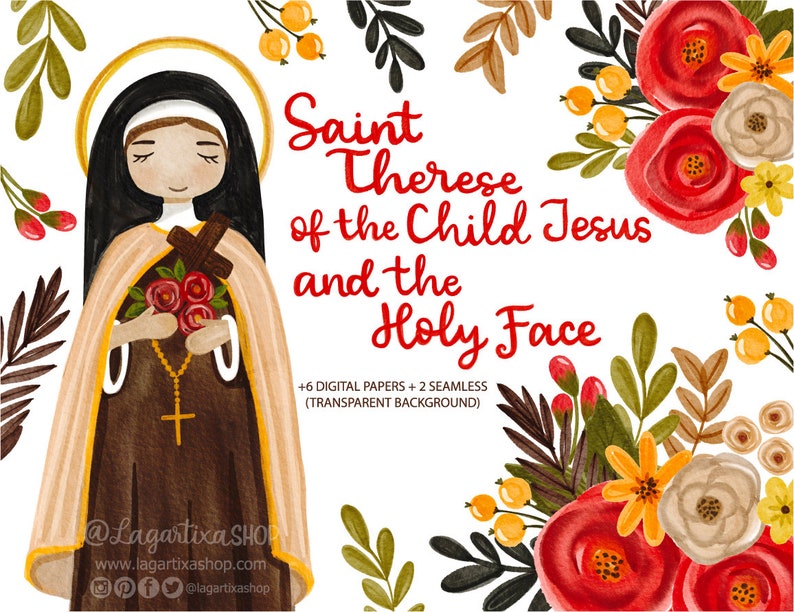 Saint Therese of the Child Jesus and the Holy Face Watercolor - Etsy
