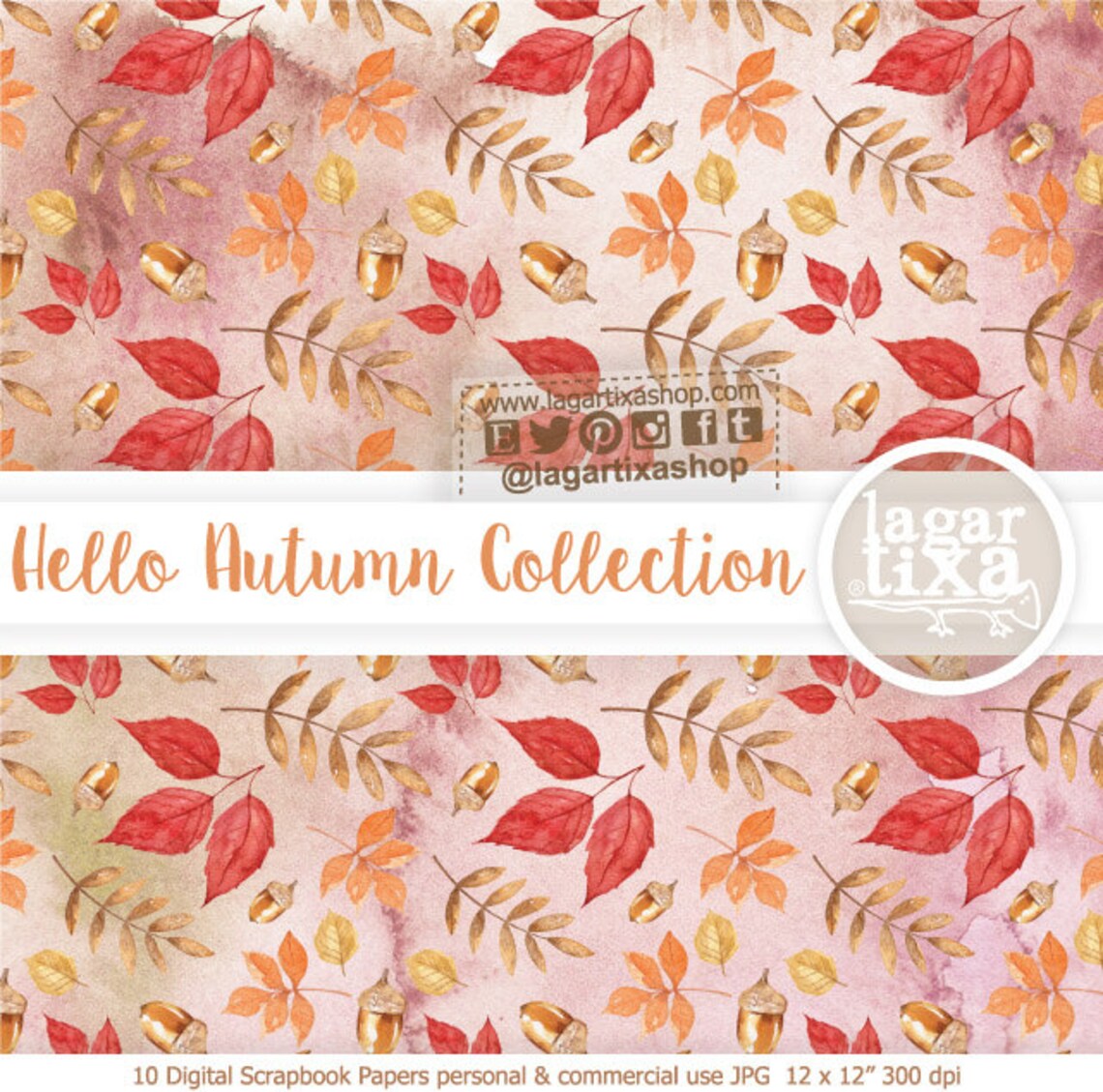 Autumn Fall Watercolor Leaves Hand Painted Digital Papers - Etsy