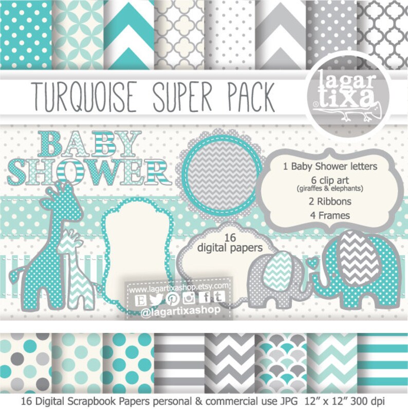 Gray Turquoise Digital Paper Background Textures Patterns - Etsy