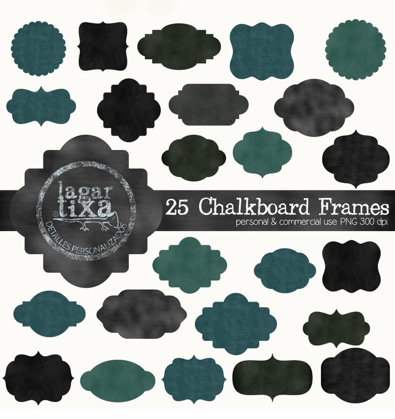 Chalkboard PNG Frames Sign Clip Art Digital Stickers Overlays - Etsy