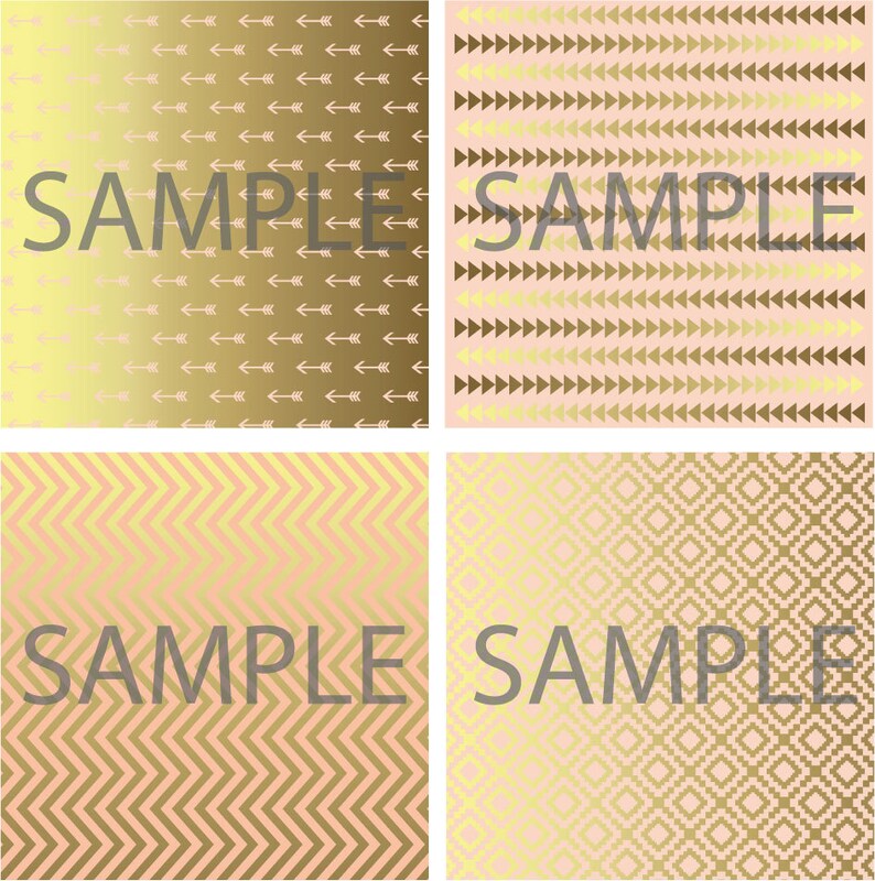 TRIBAL Gold Pale Coral Salmon Peach Mint Digital Paper Background ...