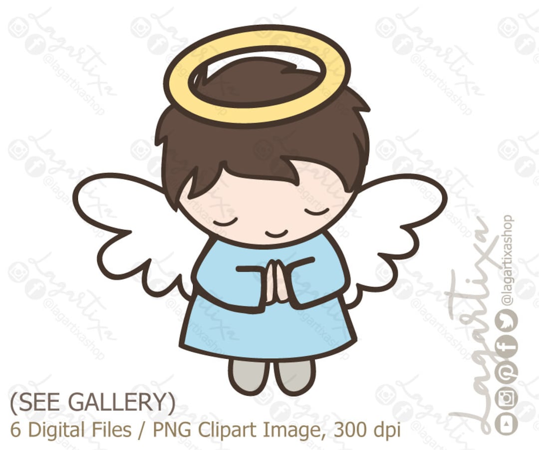 Blue Angel Baby Boy Baptism Praying PNG Clip Art Instant Download ...
