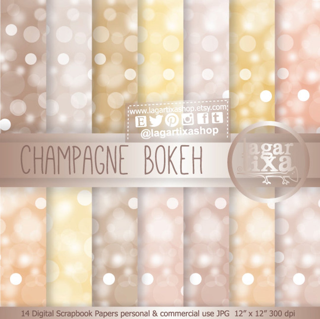 Bokeh Digital Paper Champagne Patterns Pink Gold Peach Yellow Patterns ...