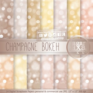 Bokeh Digital Paper Champagne Patterns Pink Gold Peach Yellow Patterns ...