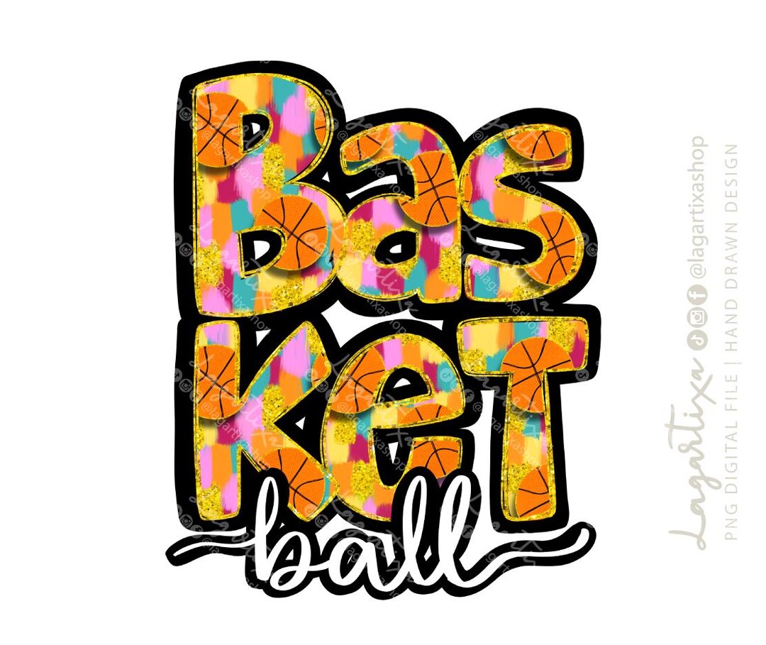 Basketball Sublimation Word PNG Design | Hand Drawn | Brushstrokes DTF ...