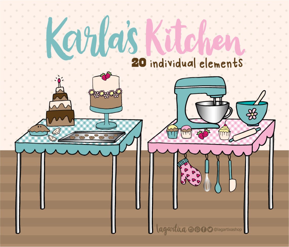 Cakes Doodles Bakery Clipart PNG Strawberries Baking | Etsy