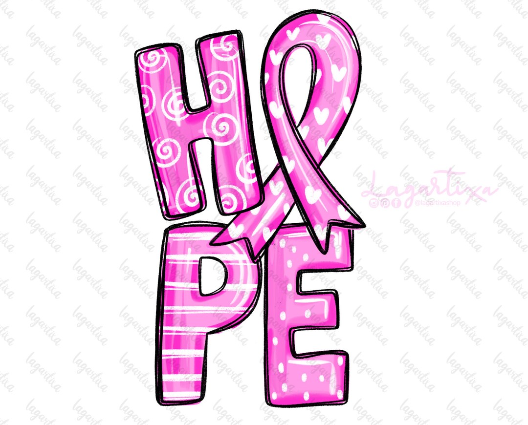 HOPE Breast Cancer Awareness Sublimation Doodles Letters October PNG ...