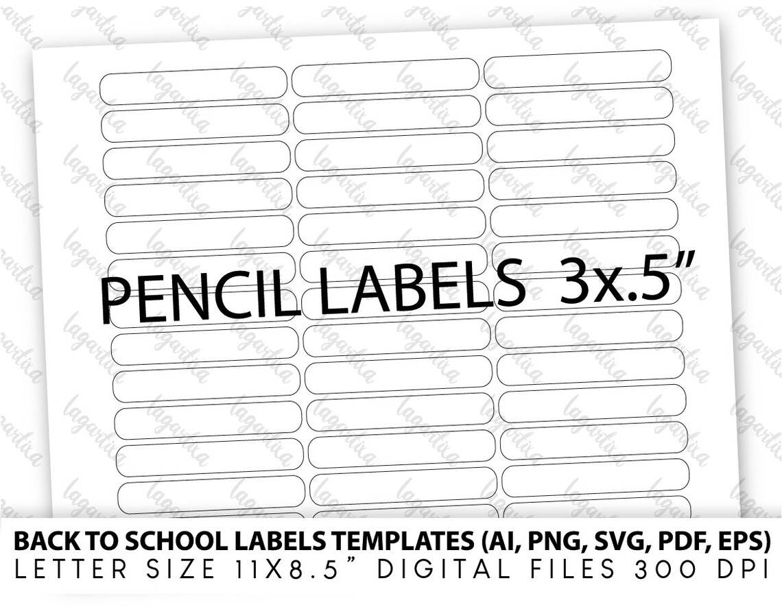 School Pencils Digital Cut Files Templates Labels for Back to School ...