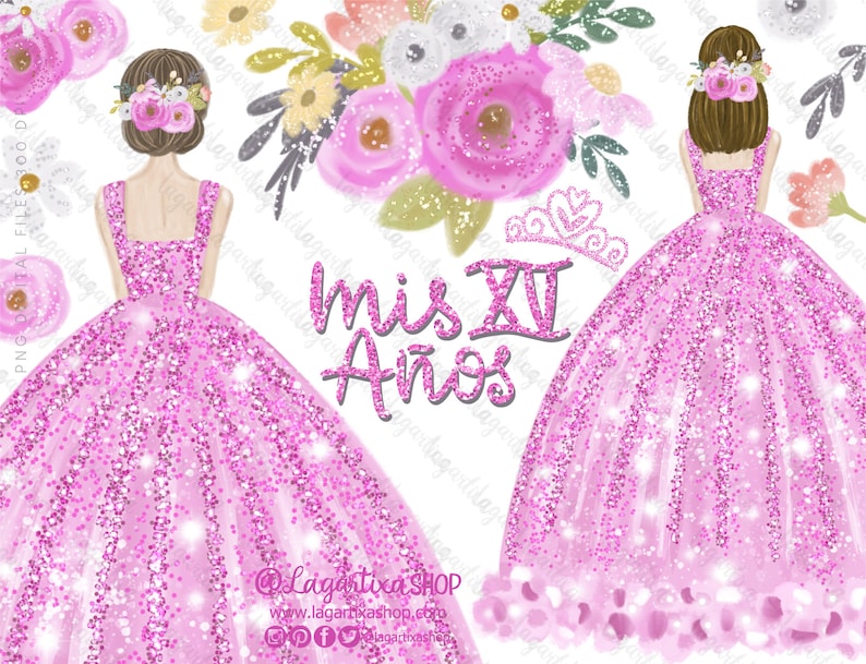 Mis Quince XV Años Rosa Mexicano Glitter Purpurina Lettering - Etsy México