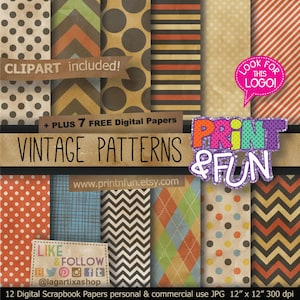 Digital Paper Patterns Backgrounds Scrapbooking Vintage, Old Paper ...