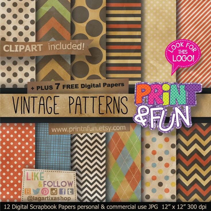 Digital Paper Patterns Backgrounds Scrapbooking Vintage Old - Etsy