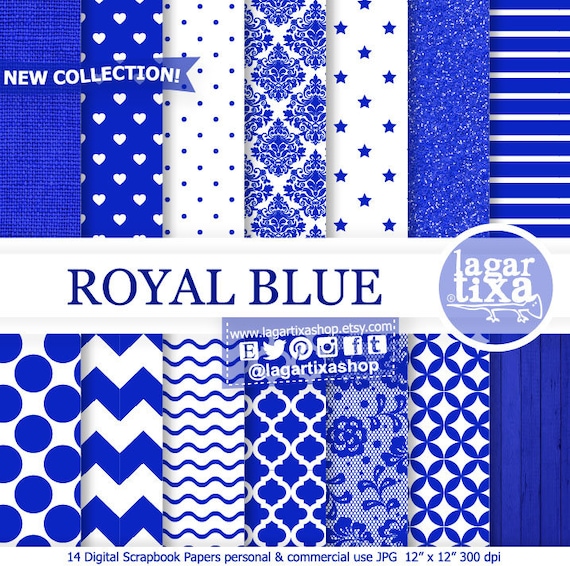 Papel Digital Fondos Azul Rey Royal Blue Damask chevron