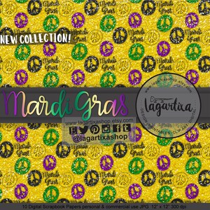 Mardi Gras Glitter Digital Paper Carnival Time | Glitter Purple, Green ...