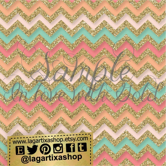 Mint And Coral Chevron Background