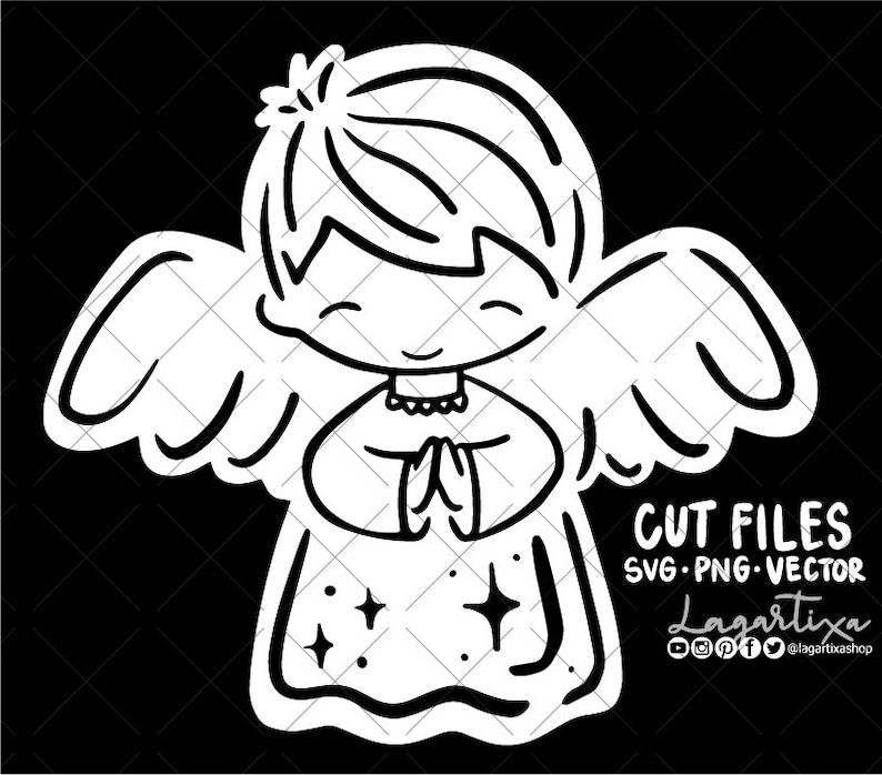 Niño Angel rezando para Bautizo Angelito archivo de corte SVG Vector ...