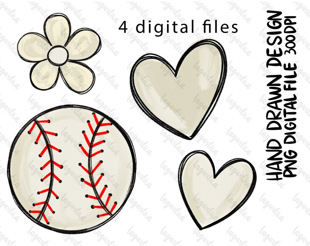 Baseball Sublimation Design PNG Clipart Hand Drawn Digital Art Flower ...