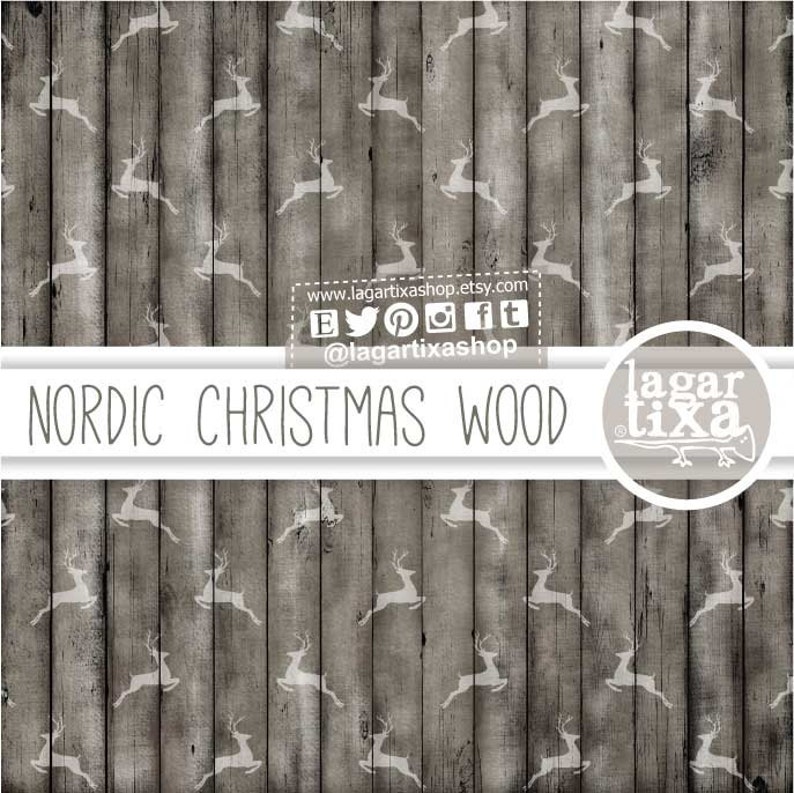 Nordic Scandinavian Christmas Wood Digital Paper White Gray Patterns ...