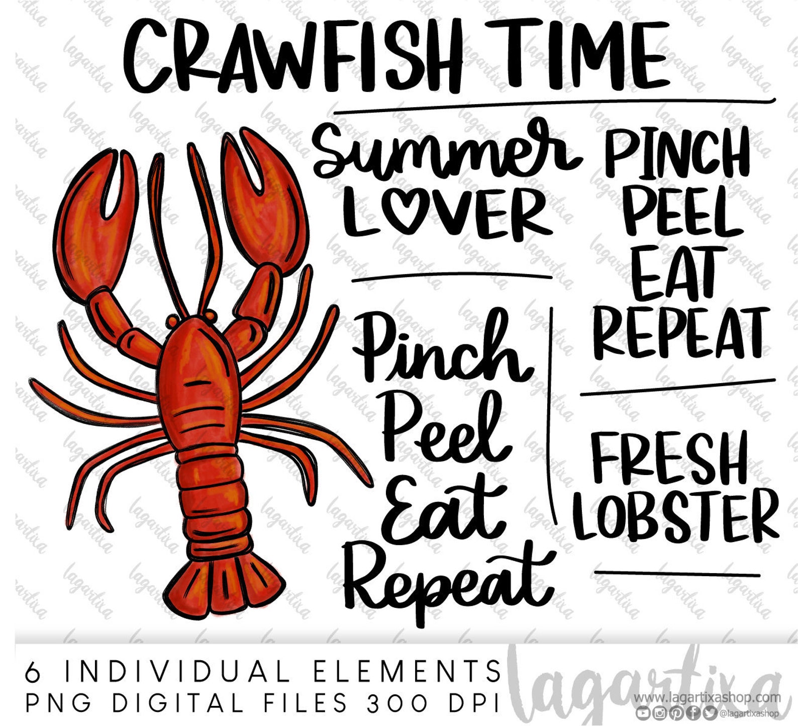 Crawfish Lobster Design Pinch Peel eat repeat Summer time | Etsy