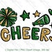 Cheer Gold Green / Megaphone, Pom Pom / Sublimation Design Digital File ...