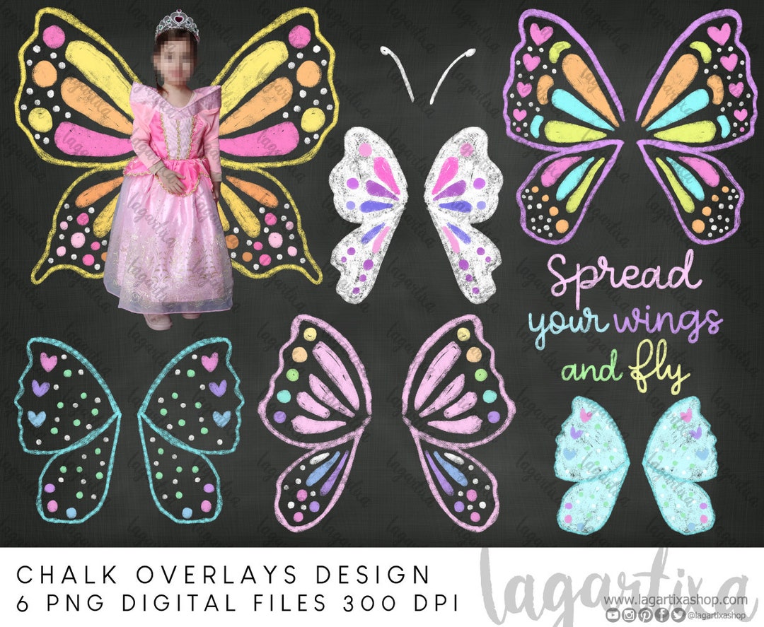 Alas de Mariposas Tiza Overlays de Gises para Fotografías Dibujos ...