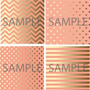 Gold Coral Patterns Salmon Peach Digital Paper Background Chevron Polka ...