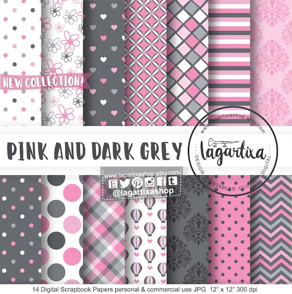 Hot Pink And Grey Chevron