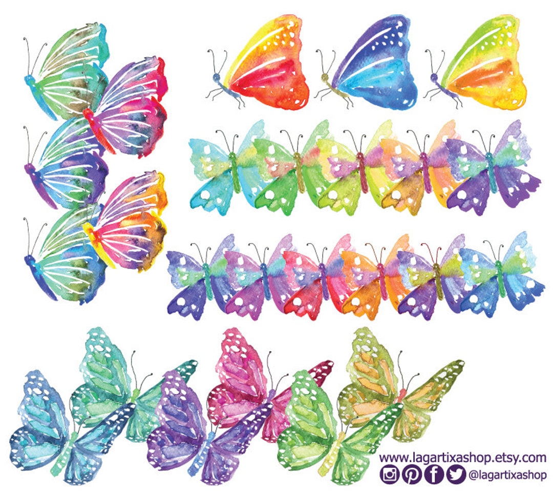 Butterflies Watercolor Clipart Butterfly PNG Birthday, Digital Art ...