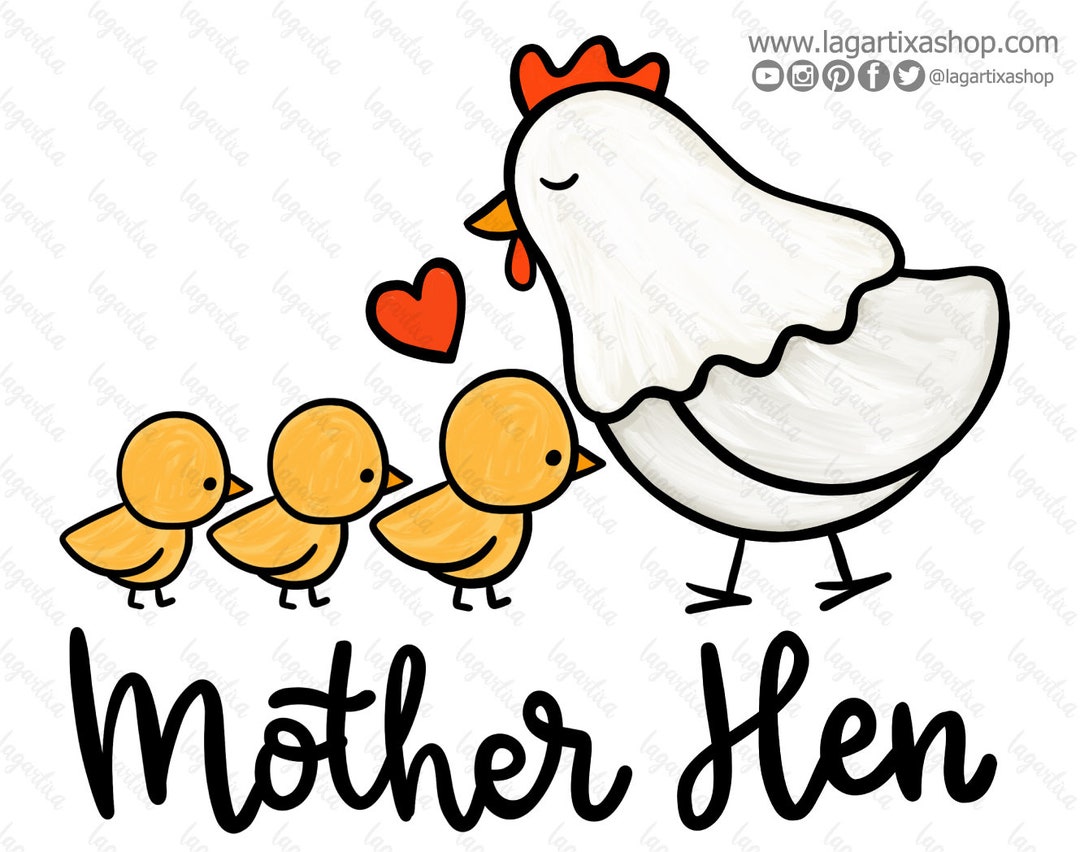 Mother Hen Sublimation Image PNG White Hen Mother of Three Farm Hen ...