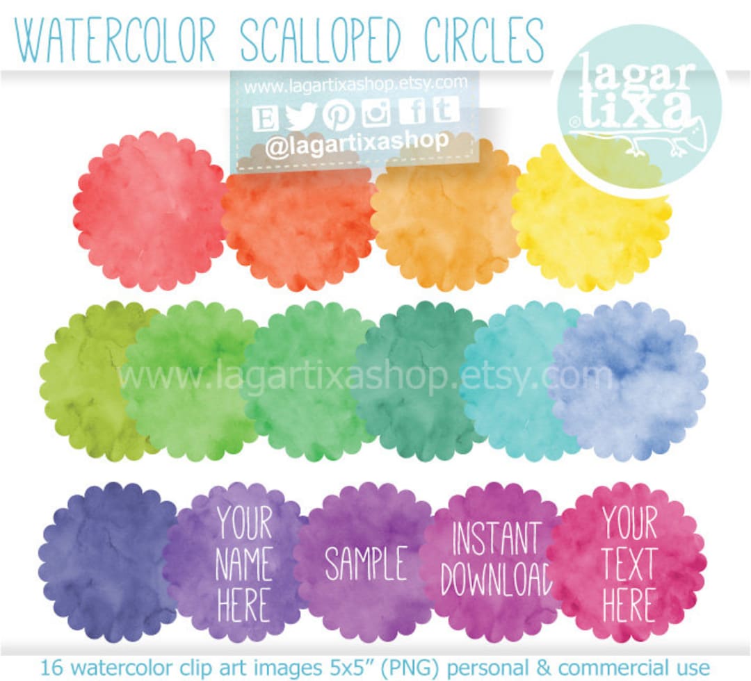 Watercolor Scalloped Highlights Instagram Stories PNG Scallop Circles ...