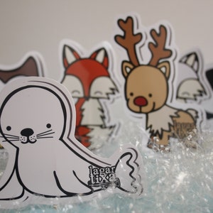 Winter Christmas Cute Animal Red and White Fox, Polar Bear, Owl ...