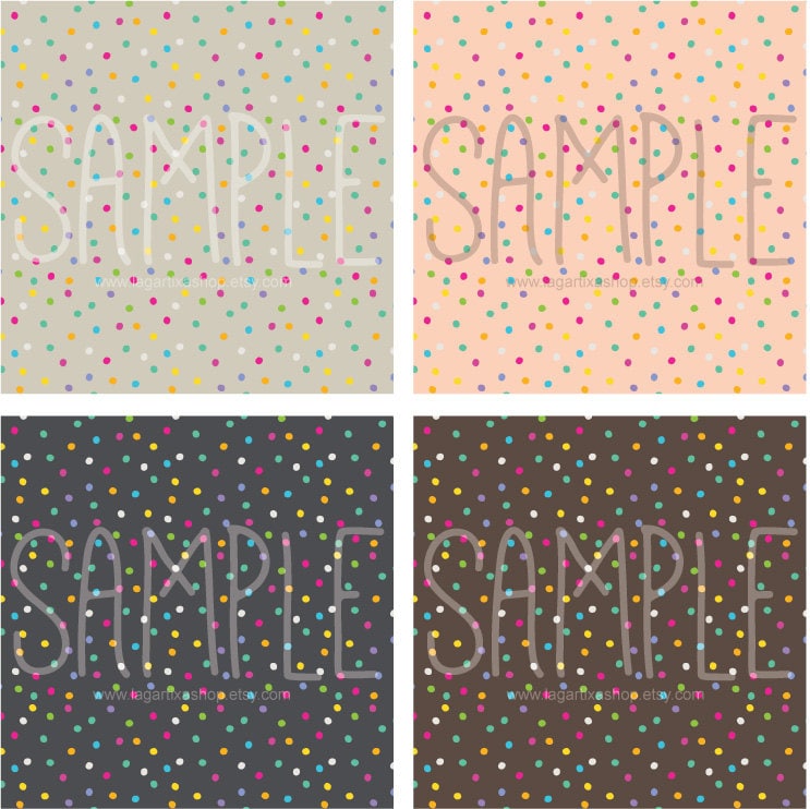 Confetti Raining Digital Paper Pastel Rainbow Fuchsia Teal - Etsy