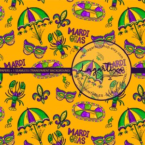 Mardi Gras Seamless GLITTER Digital Paper Carnival Purple, Parade Fat ...