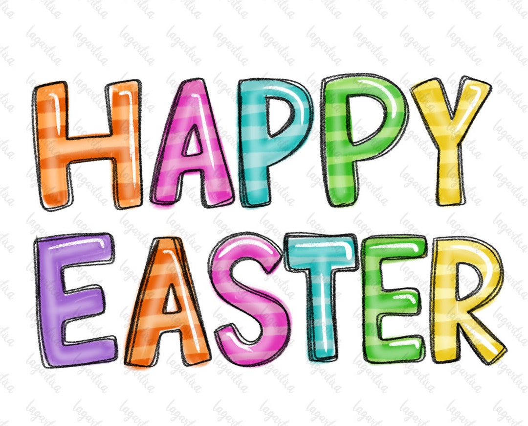 Happy Easter Sign Hand Drawn Chalk Sublimation Design Cute PNG Clipart ...
