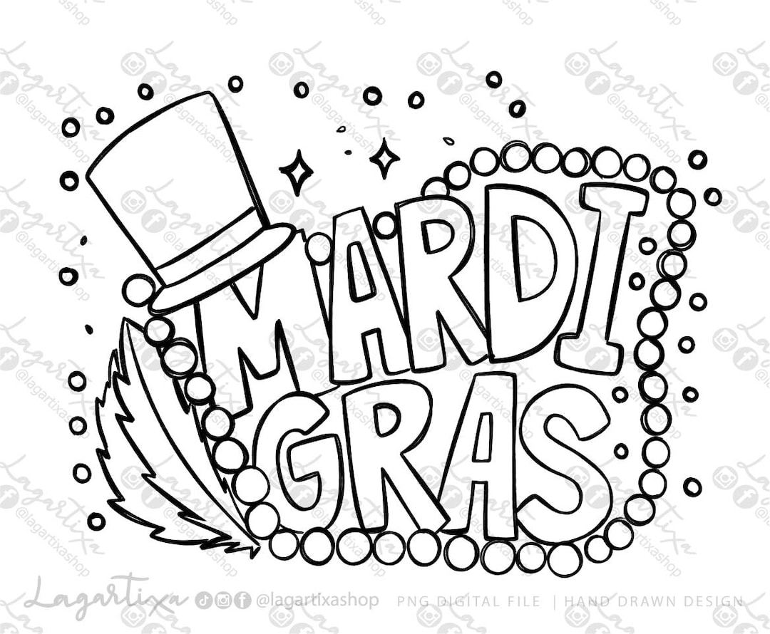 Mardi Gras Coloring Page | Printable Digital File, Carnival, Feathers ...