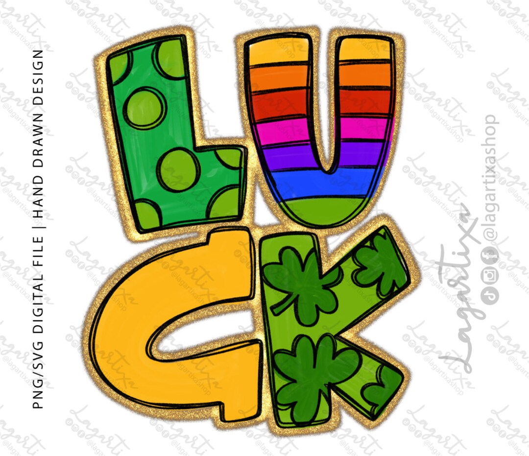 Patrick's Day LUCK Hand Drawn Clipart PNG Individual Elements Hand ...