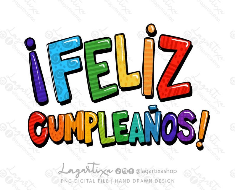Spanish Happy Birthday Digital Sign Chalk Handwritten Effect PNG ...