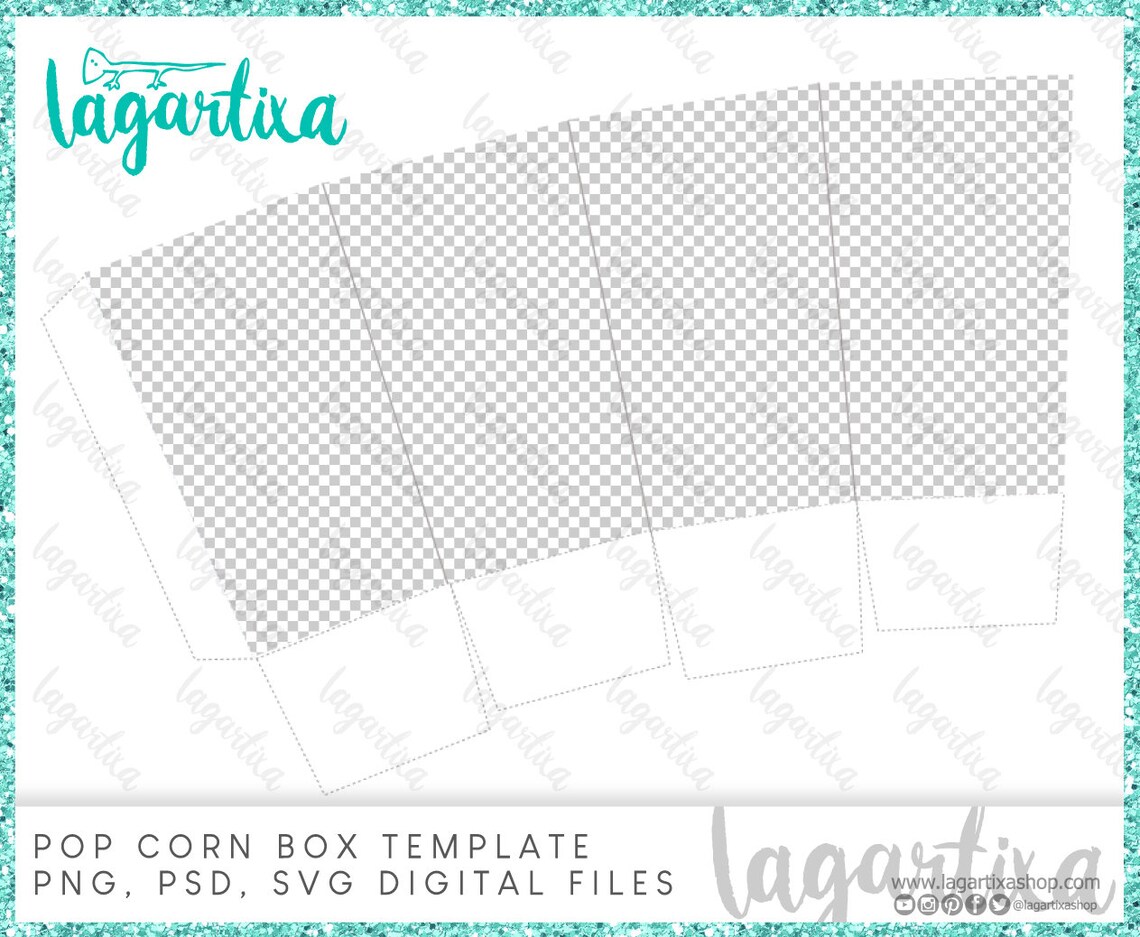 Template Pop Corn Box 2 Sizes Letter and Tabloid, Formats PNG, PSD, Ai ...