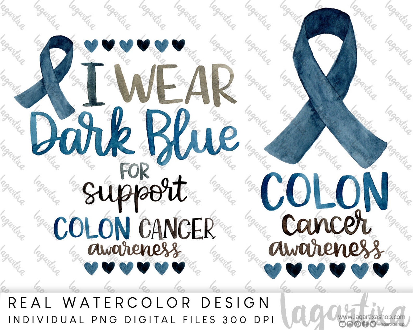 Colon Cancer March Month Awareness Ribbon Watercolor PNG - Etsy