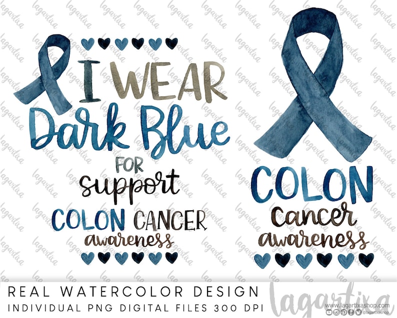 Colon Cancer March Month Awareness Ribbon Watercolor PNG Clipart Phrase ...