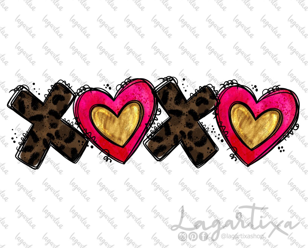XOXO Cheetah Valentine LOVE Sublimation Design Red Hot Pink Gold ...
