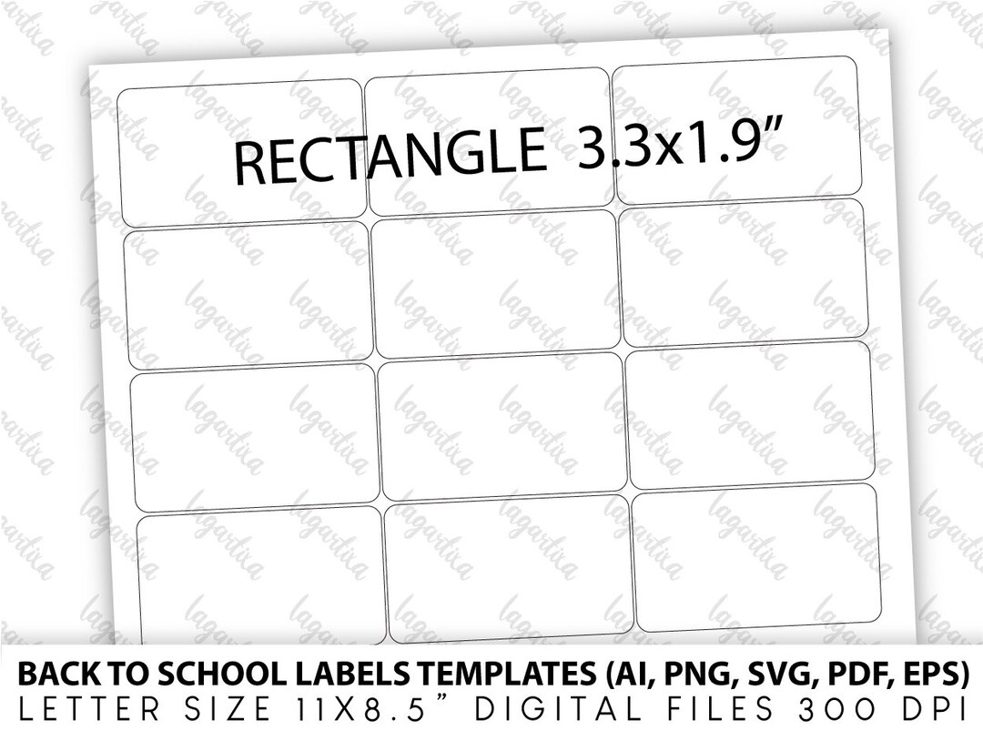 School Labels Rectangle Templates for Back to School Cut Files PNG SVG ...