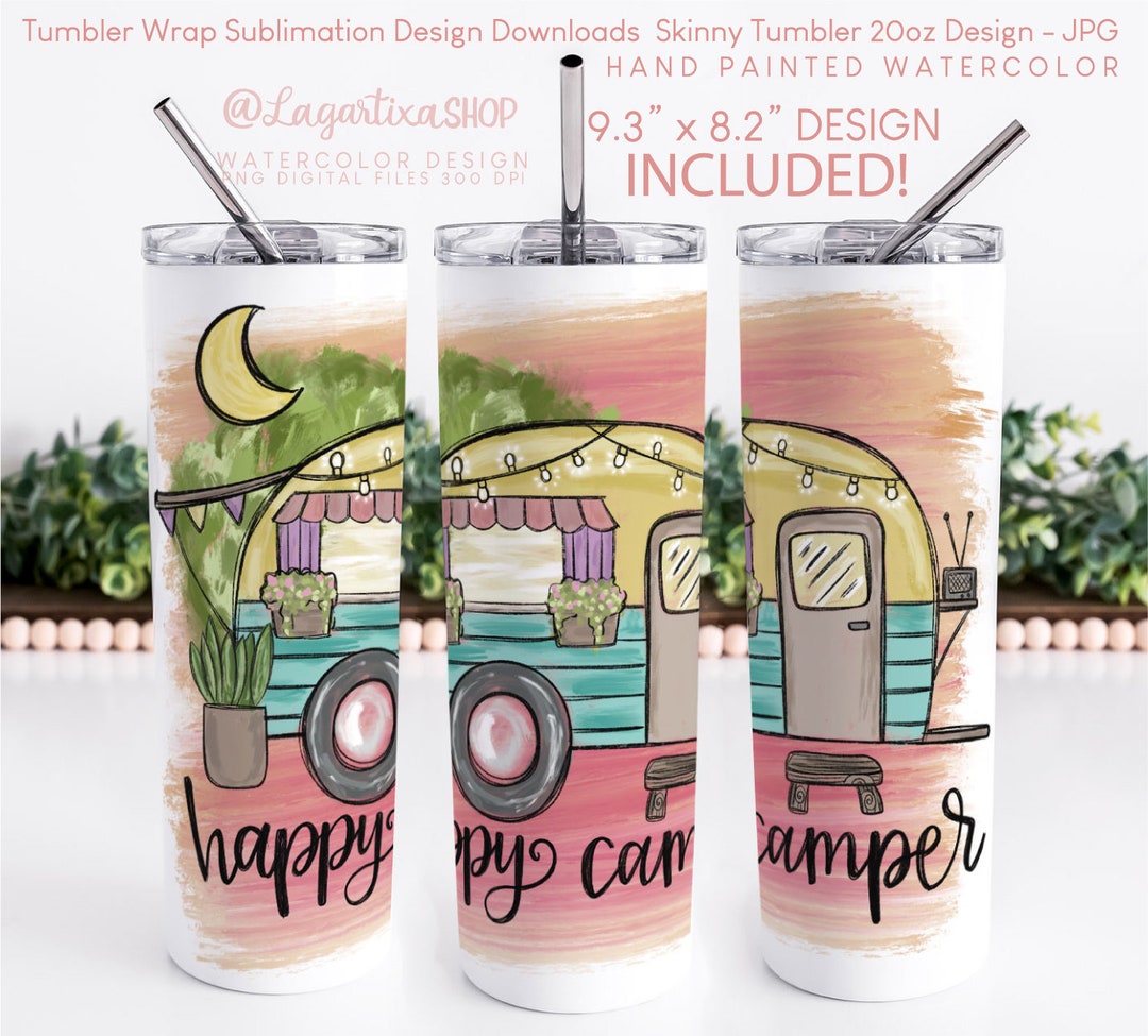 Camper Sublimation Image | Camping | Hand Drawn Design | Happy Camper ...