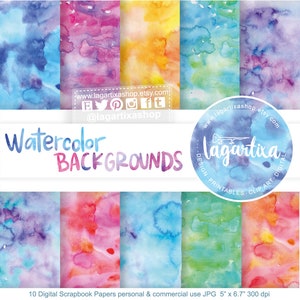 Watercolor Texture Backgrounds Digital Paper Real Pattern Rainbow Pink ...