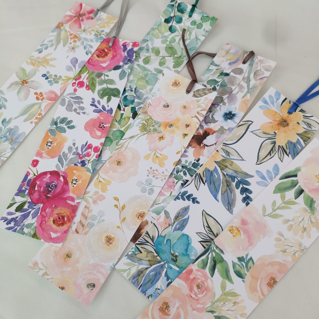 Floral Printable Bookmarks, Hand Painted Watercolor Flowers PDF Digital ...
