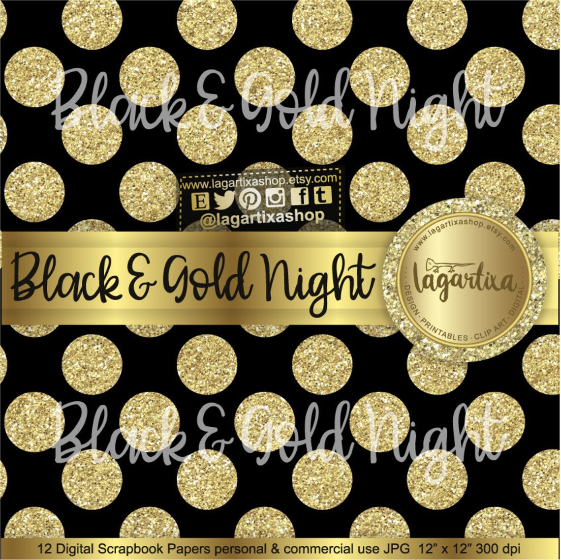 Gold Black New Year's Eve Digital Paper Blog Background - Etsy