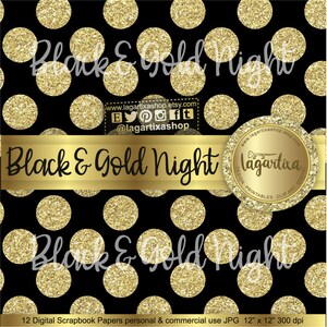 Gold Black New Year's Eve Digital Paper Blog Background for Invitations ...