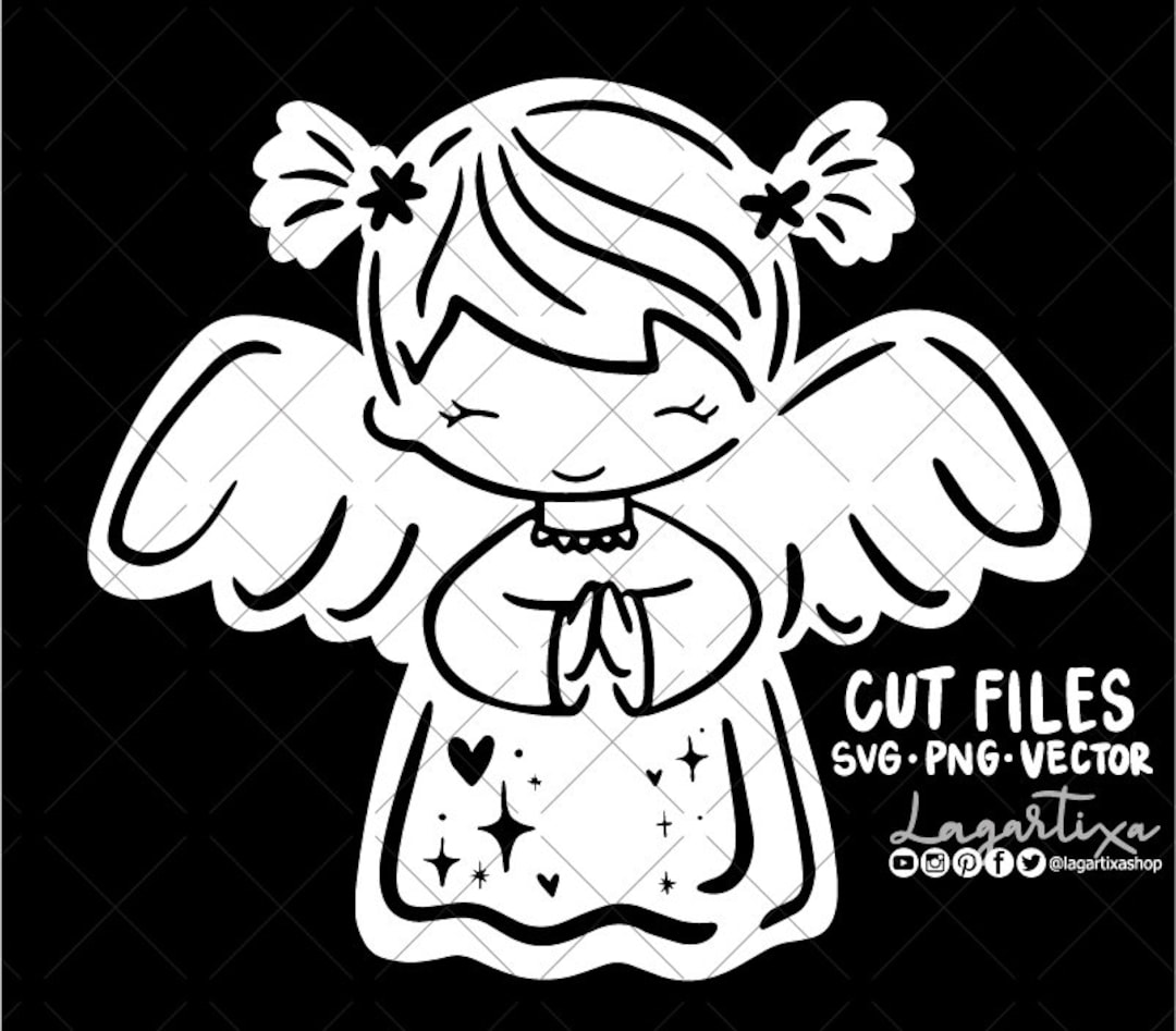 Baptism Angel Cut Files SVG Vector PNG | Baby Girl | My Baptism Stencil ...