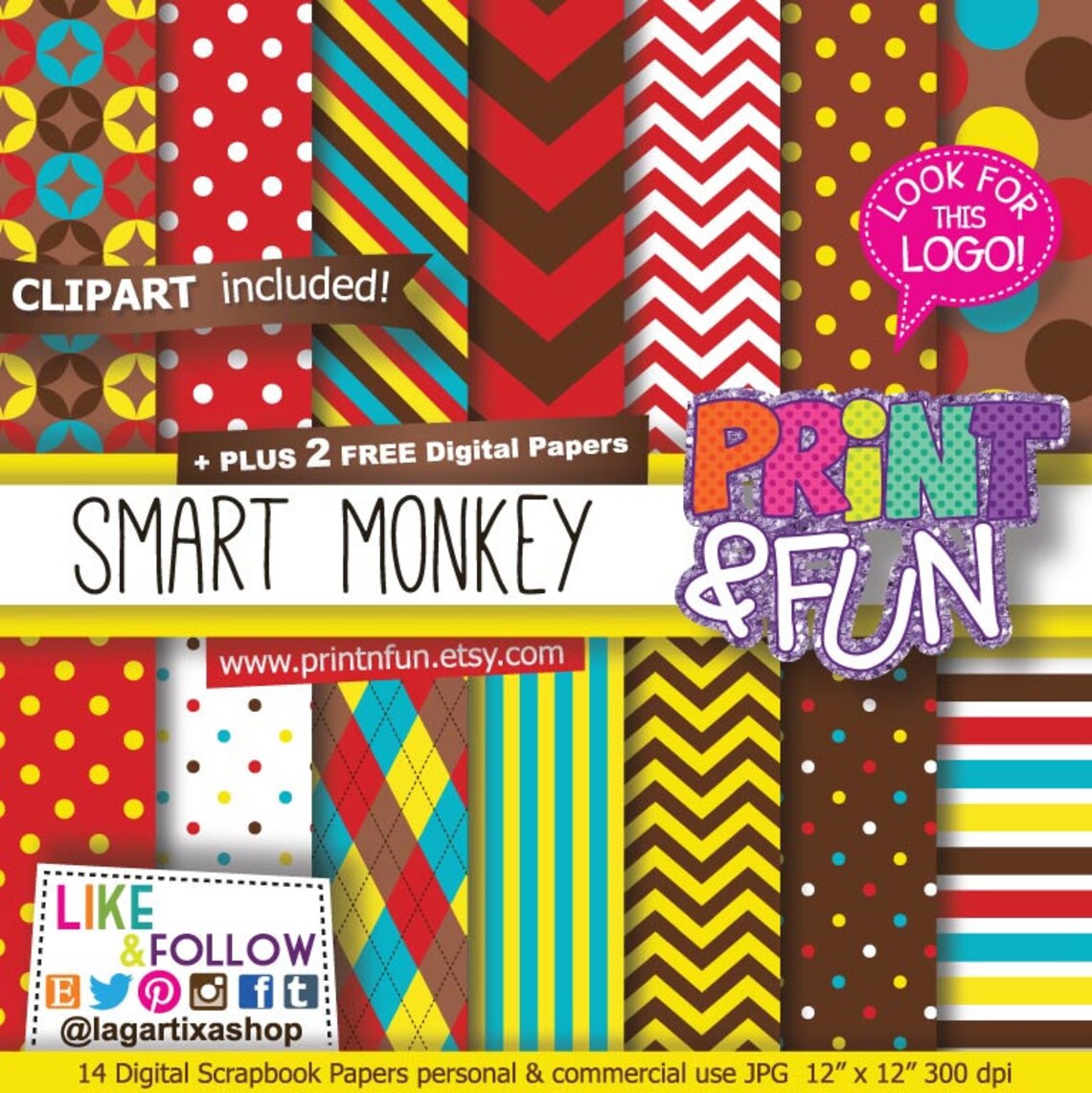 Patterns Brown Turquoise Yellow Red Circus Colors Digital - Etsy